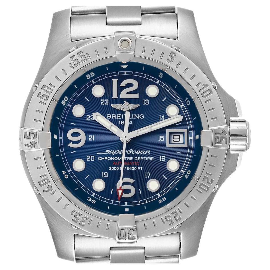 Breitling SuperOcean Heritage II Chrono Blue Dial Mens Watch A13313 Box ...