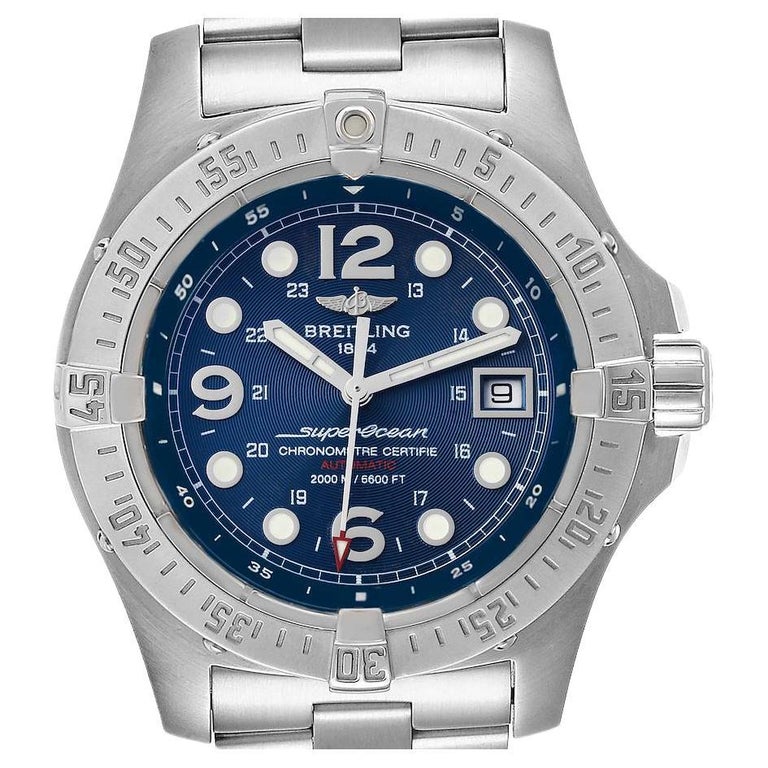 Breitling Aeromarine Superocean Steelfish Blue Dial Mens Watch A17390 ...