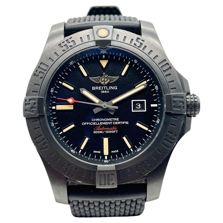 Breitling Avenger Blackbird V17310 Titanium Black Rubber Strap Box ...