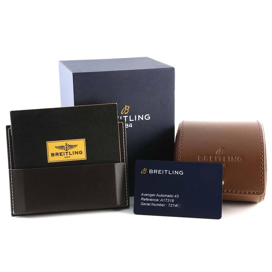 Breitling Avenger Blue Dial Stainless Steel Mens Watch A17318 Box Card ...