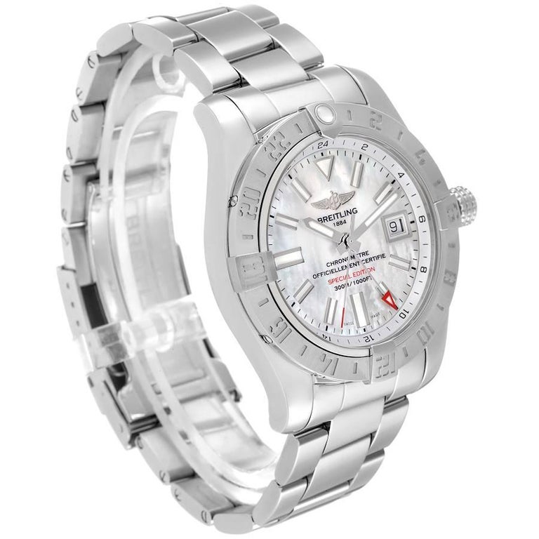 Breitling Avenger II GMT Blue Mother of Pearl Dial Mens Watch A32390 ...