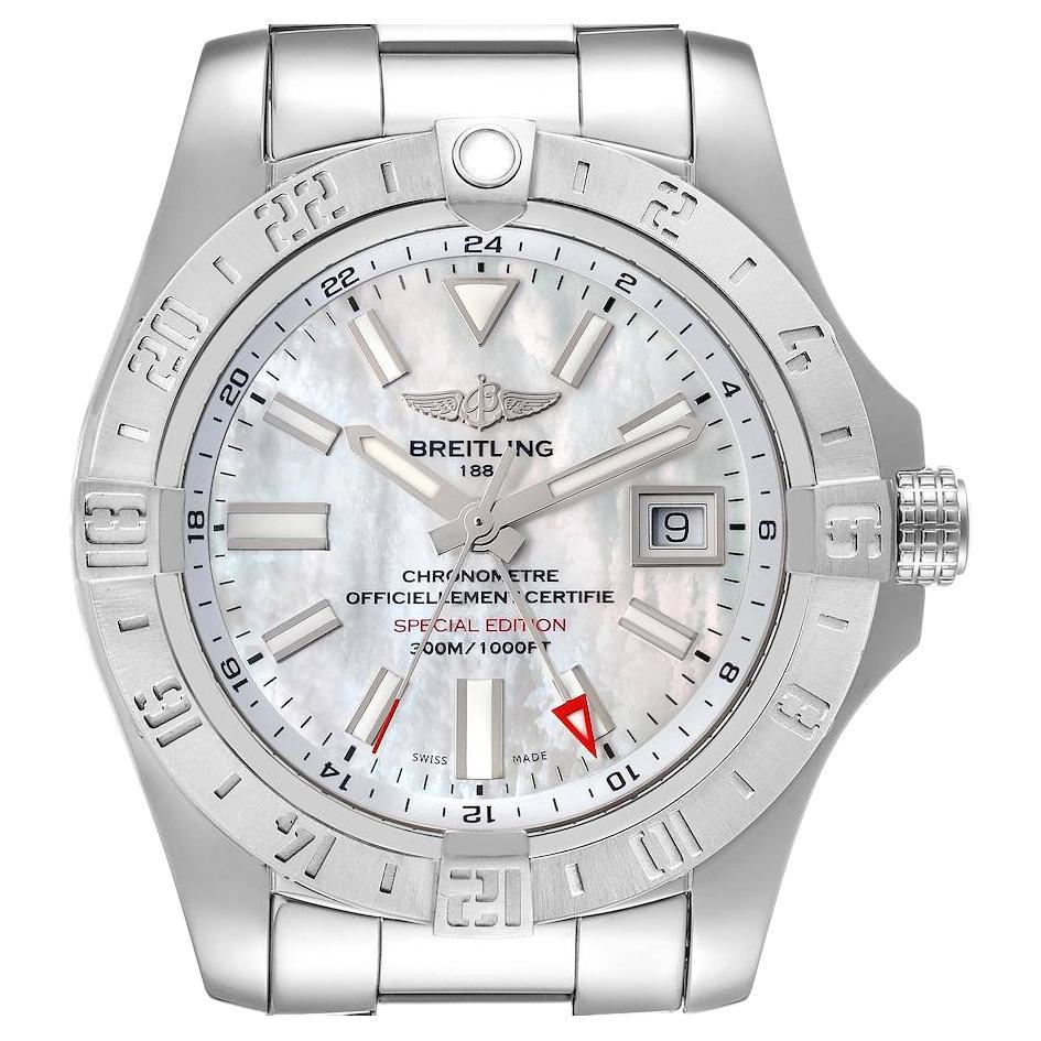 Breitling Avenger II GMT Blue Mother of Pearl Dial Mens Watch A32390 ...