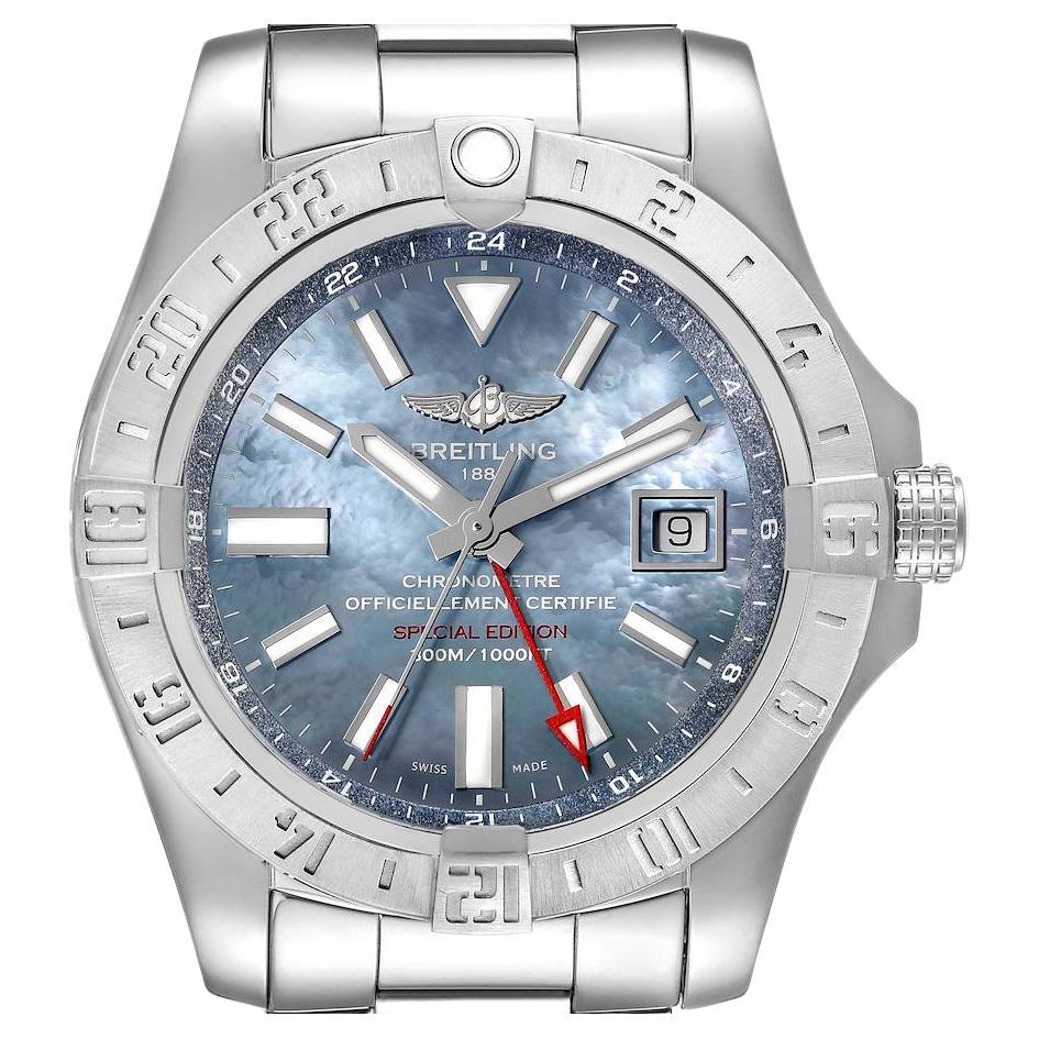 Breitling Avenger II GMT Blue Mother of Pearl Dial Mens Watch A32390 ...