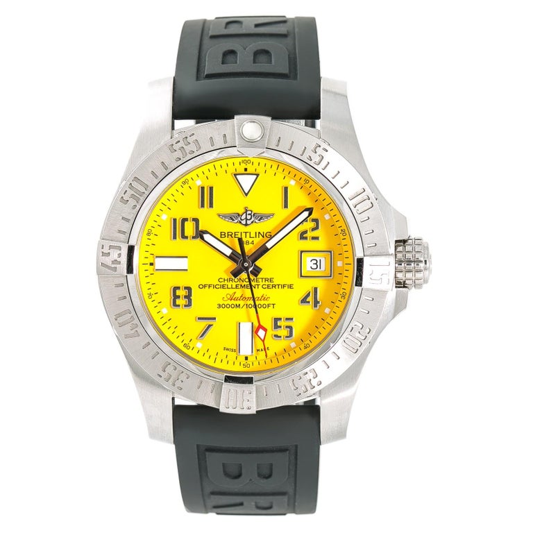 Breitling Avenger II Seawolf A17331 Men’s Automatic Watch Yellow Dial ...