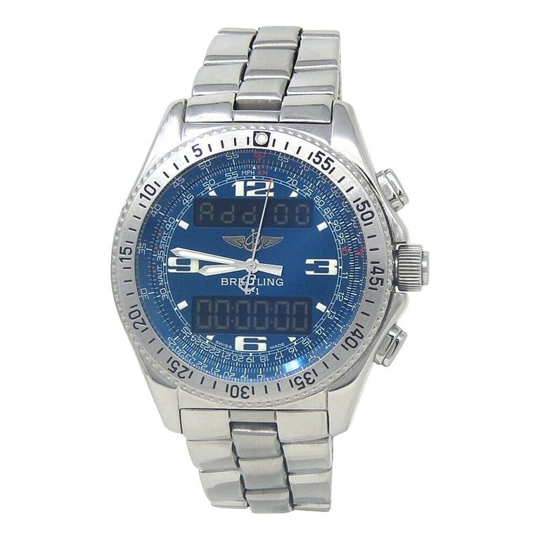 Breitling B-1 Stainless Steel Men's Watch Quartz A68362 For Sale at 1stDibs