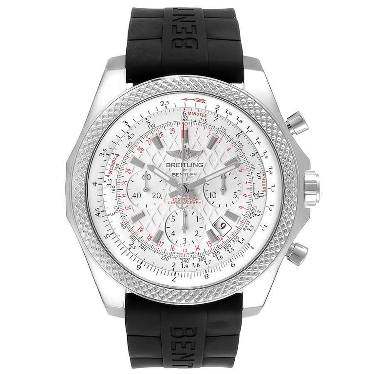 Breitling Bentley B06 Silver Dial Black Rubber Strap Watch AB0611 Box ...