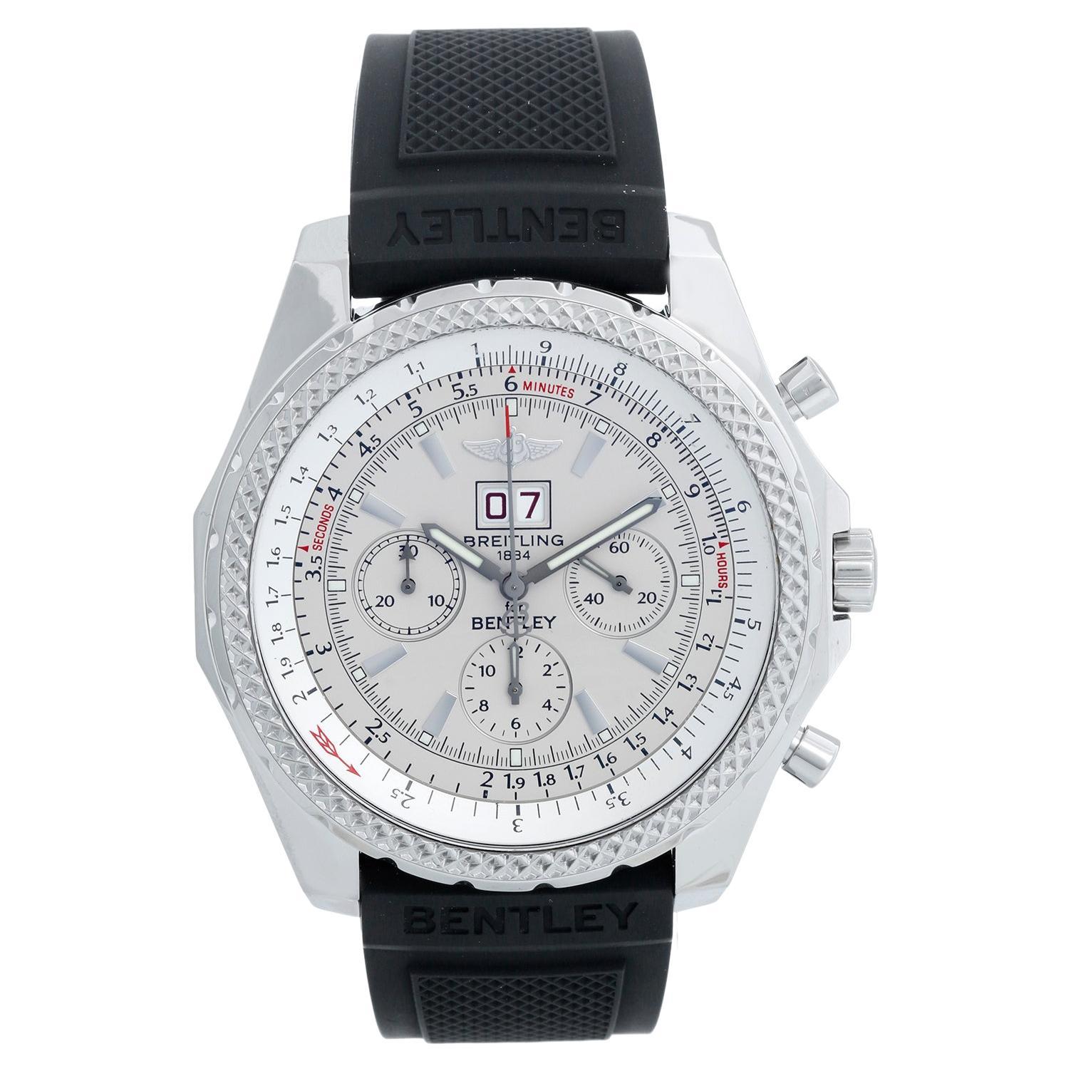 Breitling Bentley Chronograph Men's Steel Watch Silver Dial A44362 For ...