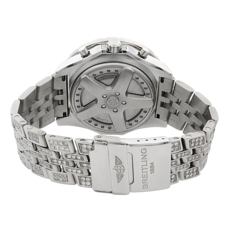 Breitling Bentley Chronograph Steel Diamonds Chocolate Dial Men's Watch ...