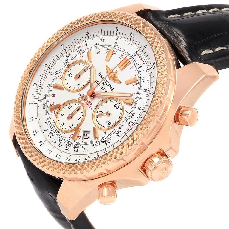 Breitling Bentley Rose Gold Silver Dial Chronograph Watch R25367 For ...