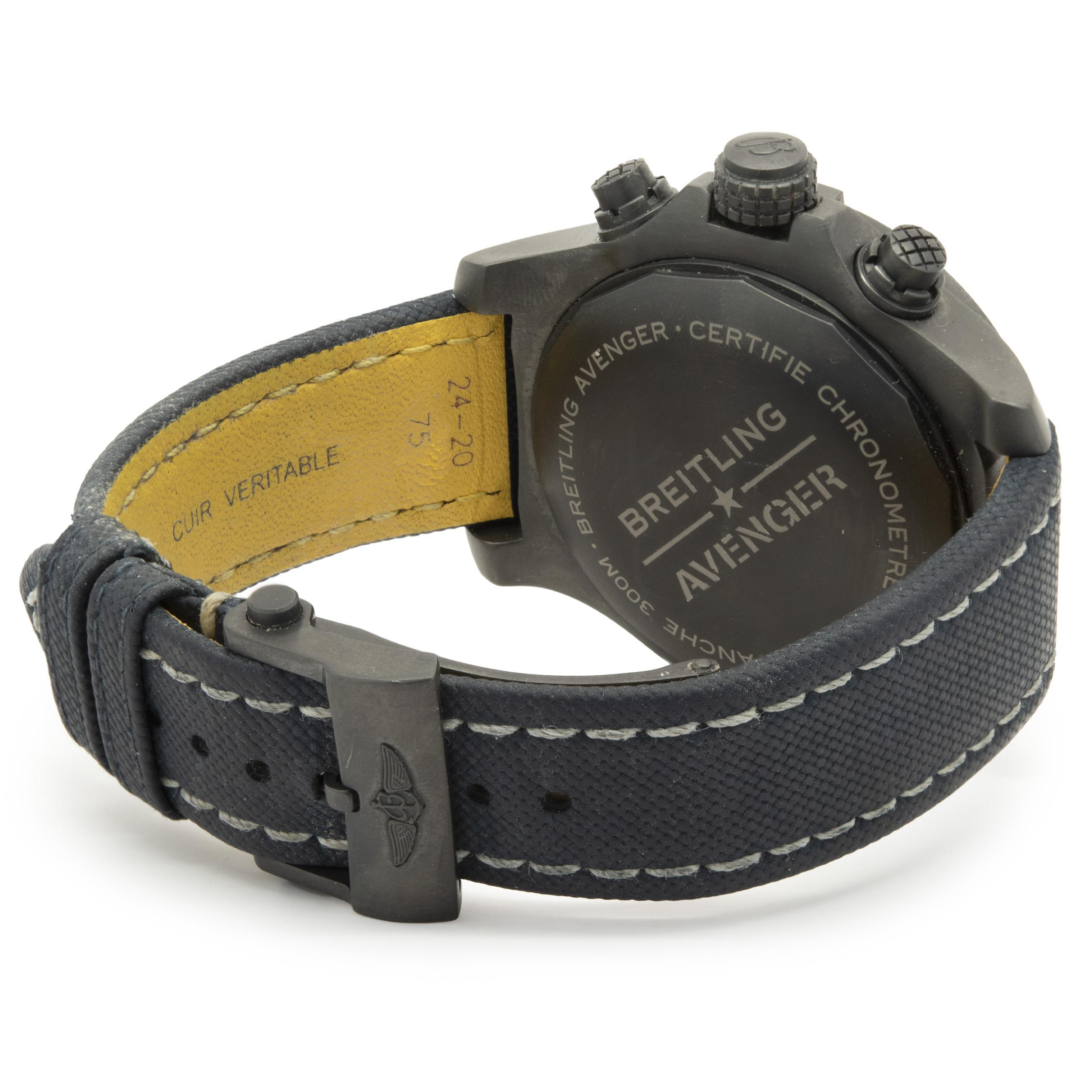 Breitling Black Stainless Steel Super Avenger Chronograph 48 Night ...