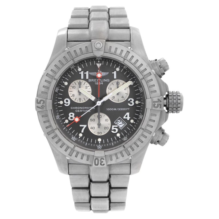 Breitling Chrono Avenger M1 44mm Titanium Gray Dial Mens Quartz Watch ...