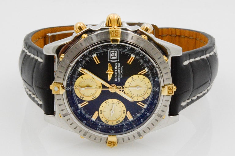 Breitling Chronomat Black Dial Gold Subdials at 1stDibs