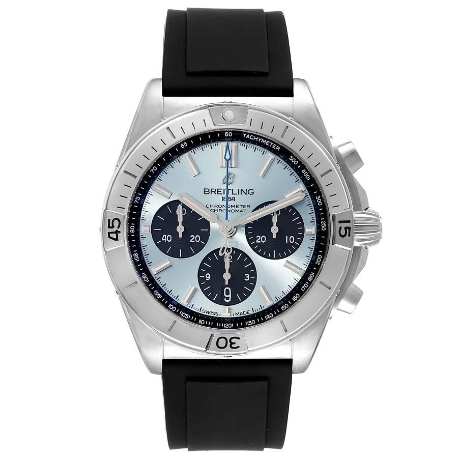 Breitling Chronomat B01 Ice Blue Dial Steel Mens Watch PB0134 Unworn ...