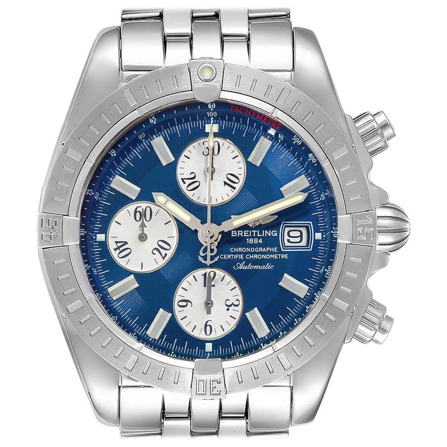 Breitling Chronomat Evolution Steel Blue Dial Steel Men's Watch A13356 ...