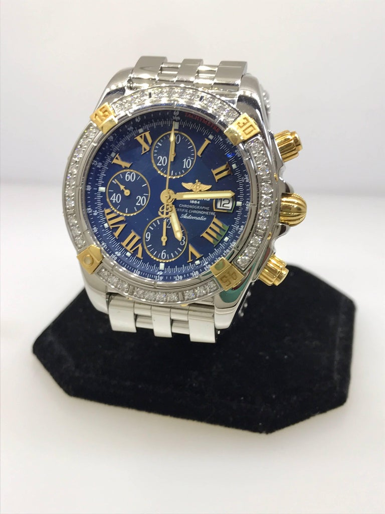 Breitling Chronomat Evolution Two-Tone Diamond Bezel Chronograph Men's ...