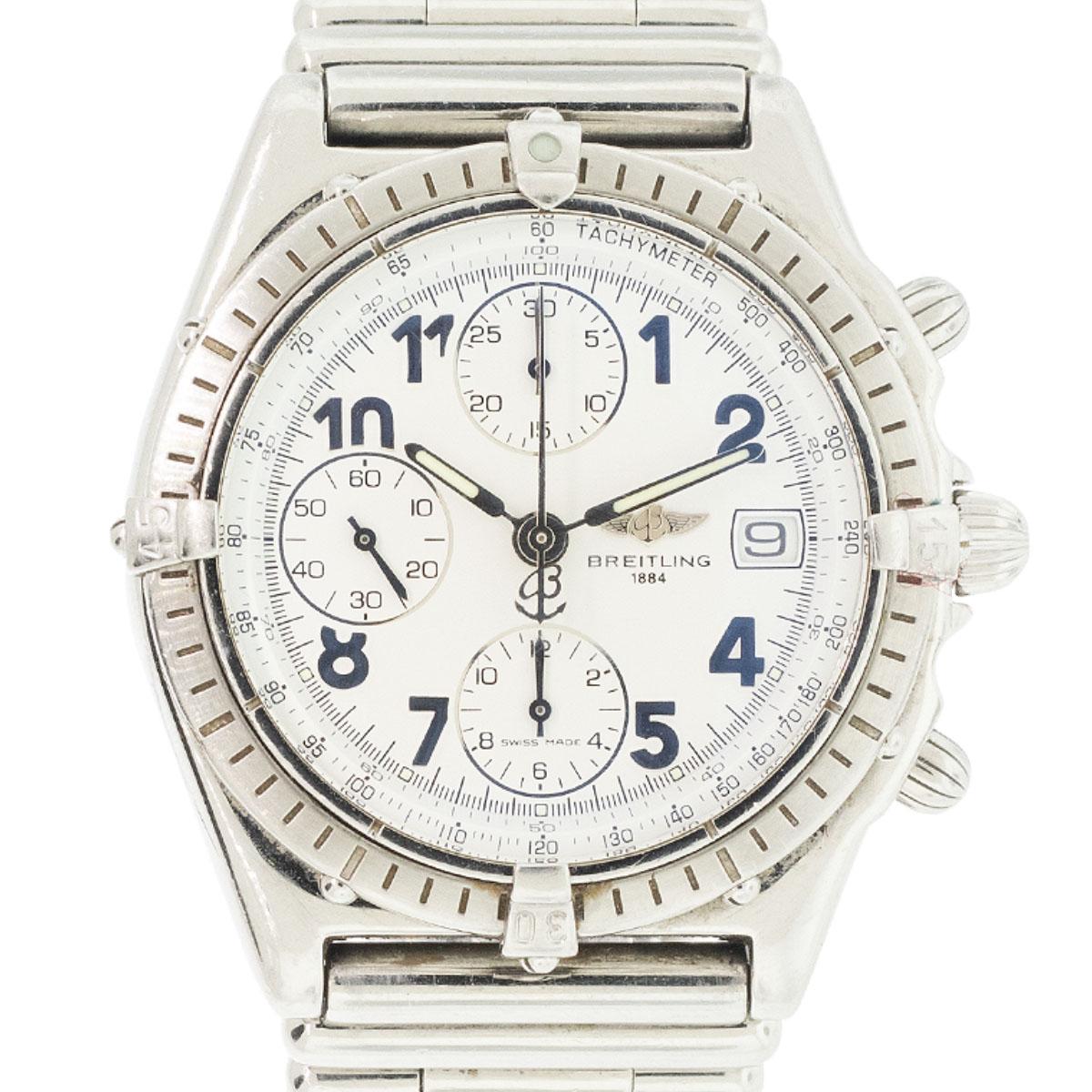 Breitling Chronomat Stainless Steel White Dial Watch For Sale at 1stDibs