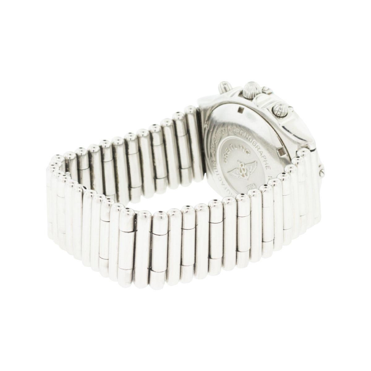 Breitling Chronomat Stainless Steel White Dial Watch For Sale at 1stDibs