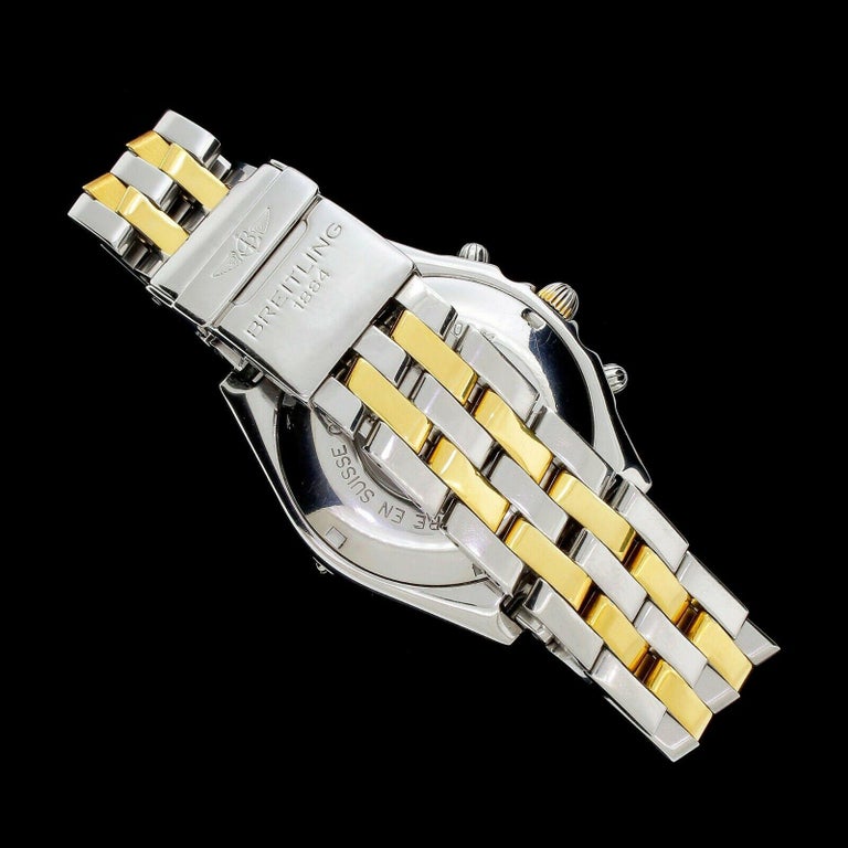 Breitling Chronomat Watch D13048 Blue Dial Stainless and Gold Pilot ...