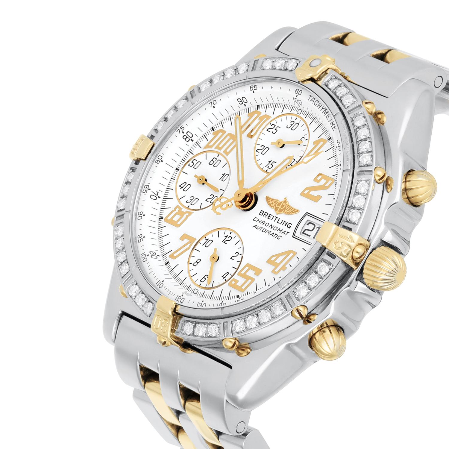 Breitling Chronomat White Dial 39MM Steel and 18K Yellow Gold B13350 ...