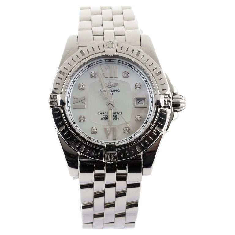 Breitling Cockpit Quartz Watch Stainless Steel with Mother of Pearl and ...