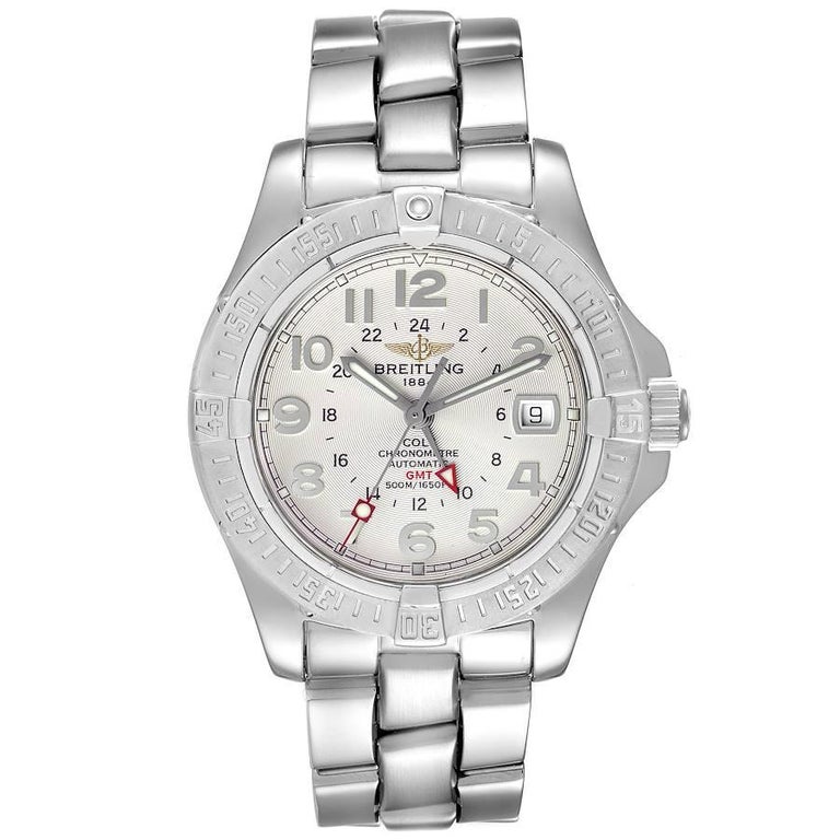 Breitling Colt GMT Silver Dial Automatic Steel Mens Watch A32350 Papers ...
