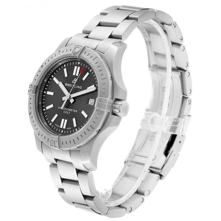 Breitling Colt Grey Dial Automatic Steel Men's Watch A17313 Box Card ...