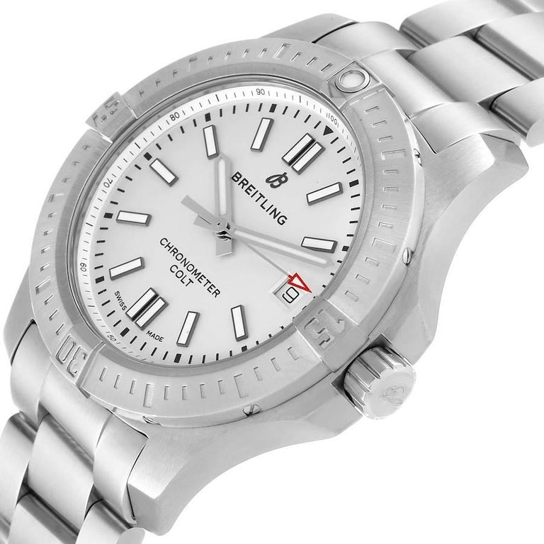 Breitling Colt White Dial Automatic Steel Mens Watch A17313 Box Papers ...