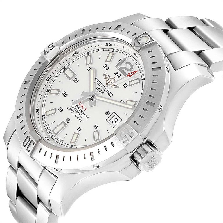 Breitling Colt White Dial Automatic Steel Men's Watch A17388 Box Card ...