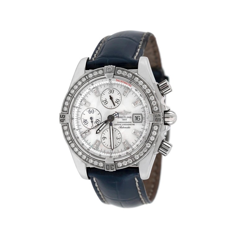 Breitling Diamond Bezel Platinum Watch For Sale at 1stDibs | breitling ...
