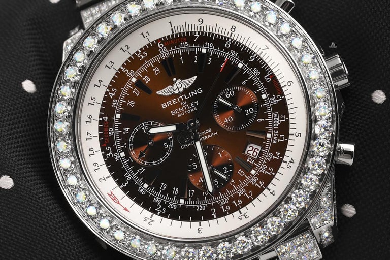 Breitling for Bentley Motors Bronze Dial Stainless Steel Iced Out ...