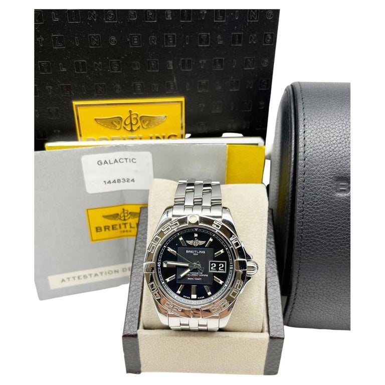 Breitling Galactic A49350 Black Dial Stainless Steel Box Booklet 41mm ...