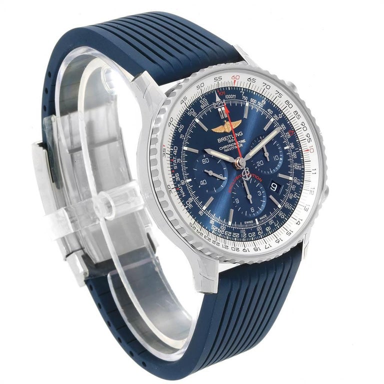 Breitling Navitimer 01 46 Blue Dial Rubber Strap Watch AB0127 Unworn ...
