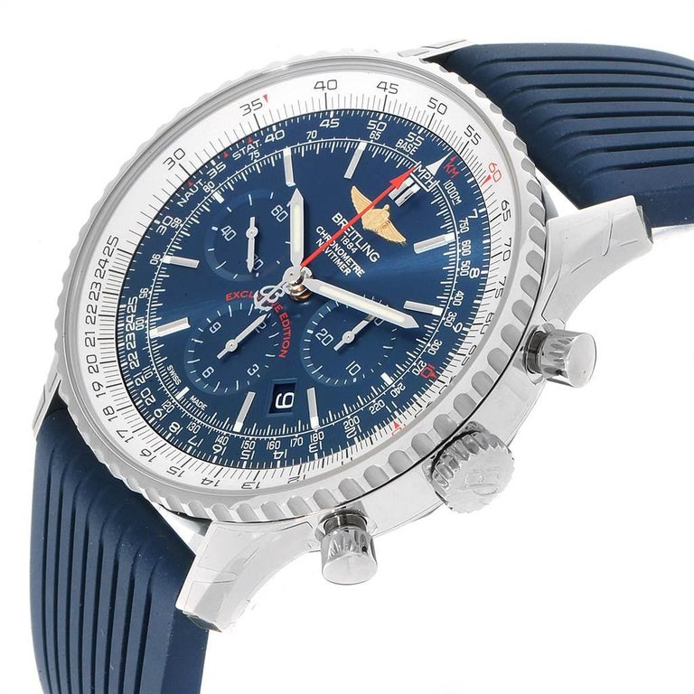 Breitling Navitimer 01 46 Blue Dial Rubber Strap Watch AB0127 Unworn ...