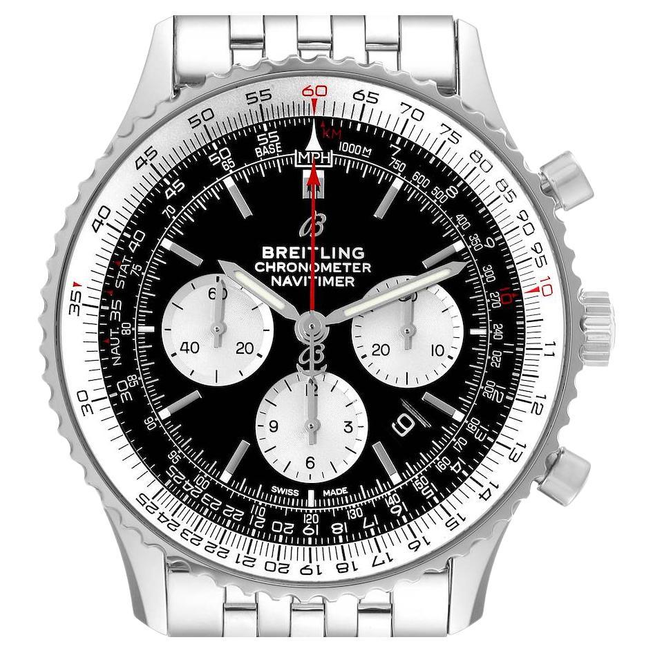 Breitling Navitimer Chronomatic Black Dial Black Stap Mens Watch A14360 ...