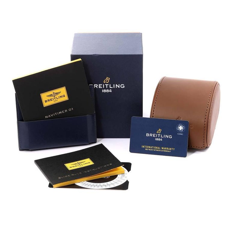 Breitling Navitimer 01 Black Dial Steel Mens Watch AB0121 Box Card For ...