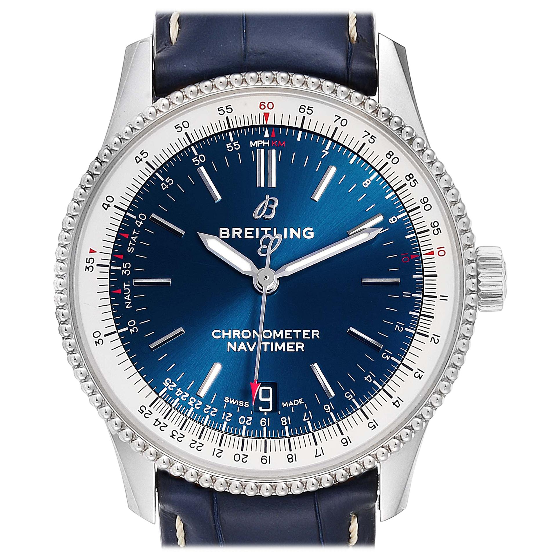 Breitling Navitimer 1 Blue Dial Strap Men’s Watch A17325 Box Papers For ...