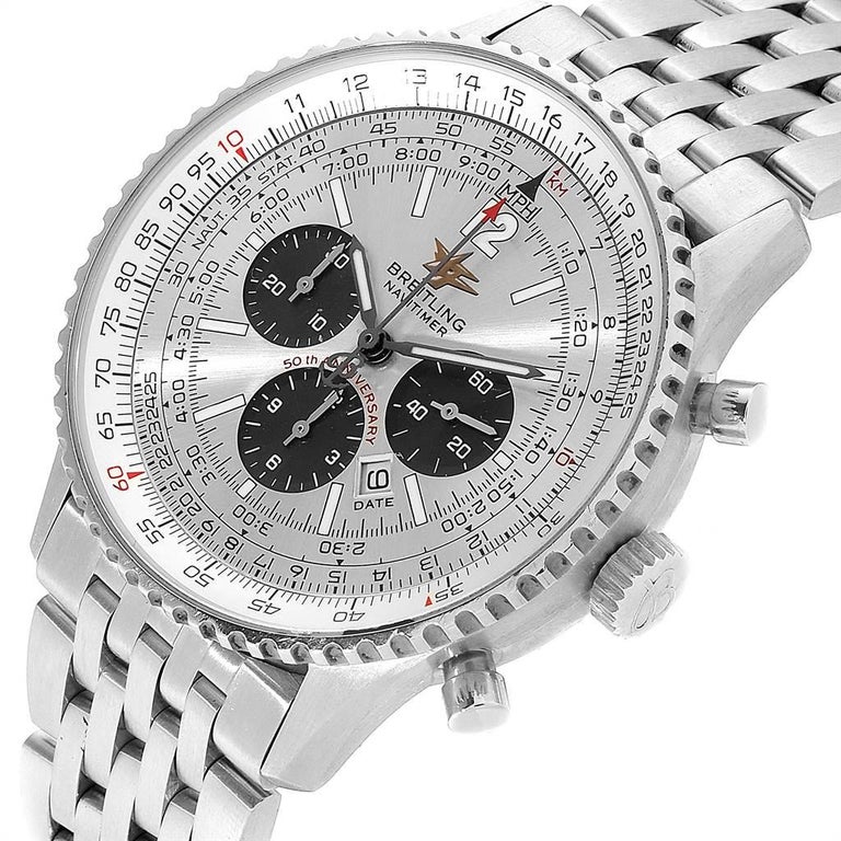 Breitling Navitimer 50th Anniversary Silver Dial Men's Watch A41322 For ...