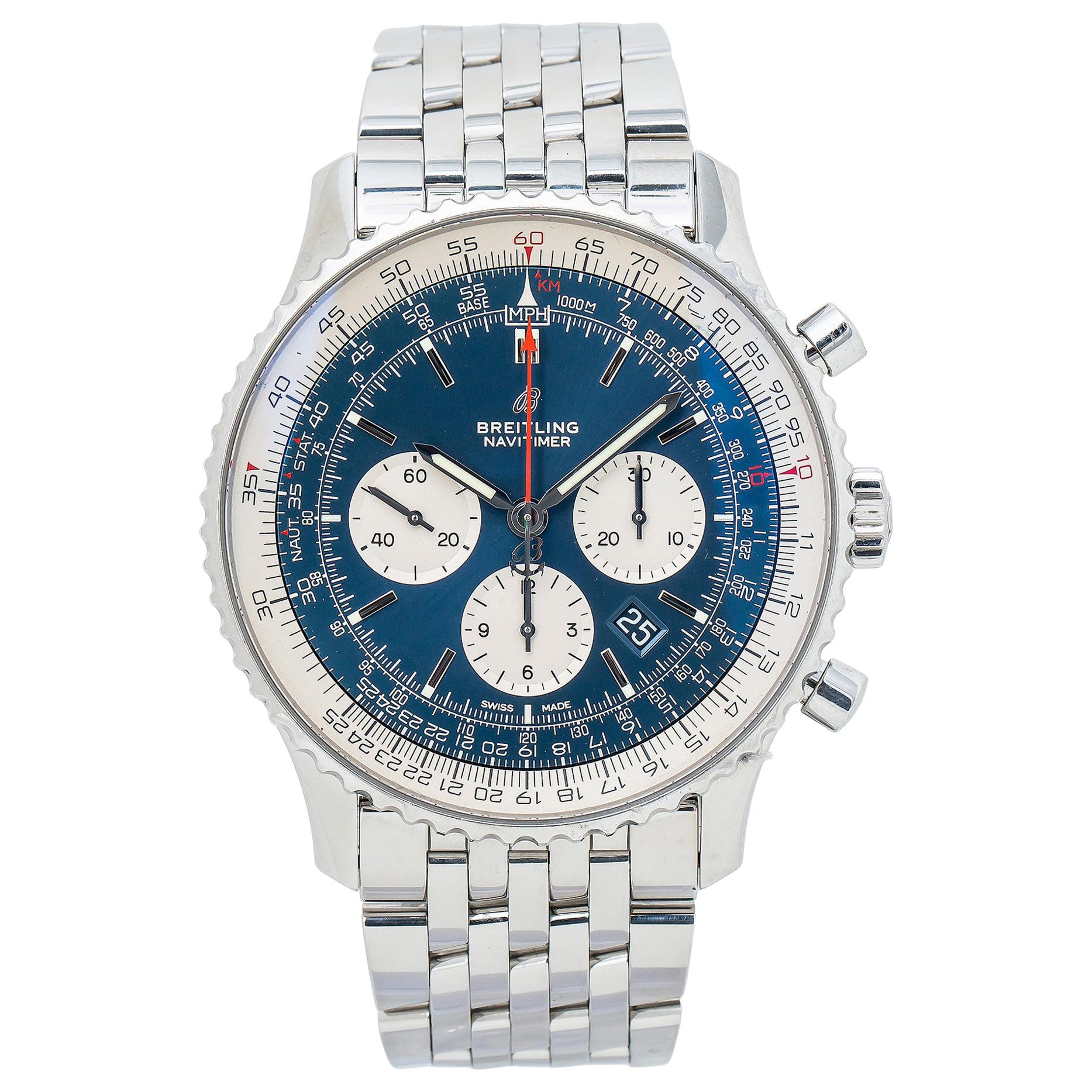 Breitling Navitimer AB0127 Chronograph Blue Dial Men's Watch with Box ...