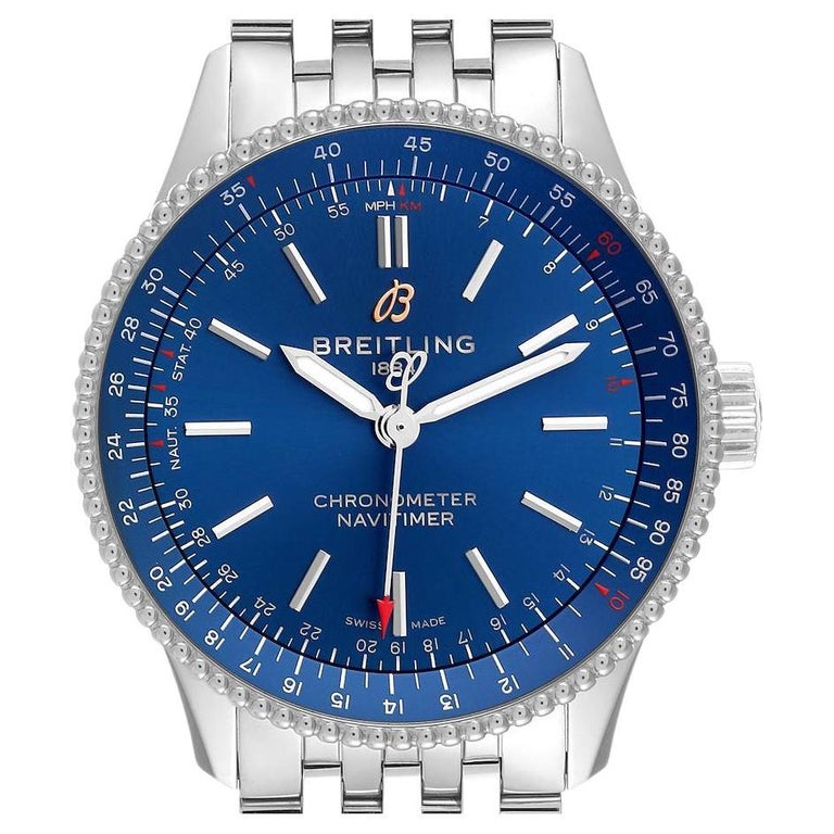 Breitling Navitimer Automatic 35 Blue Dial Steel Ladies Watch A17395 For Sale at 1stDibs