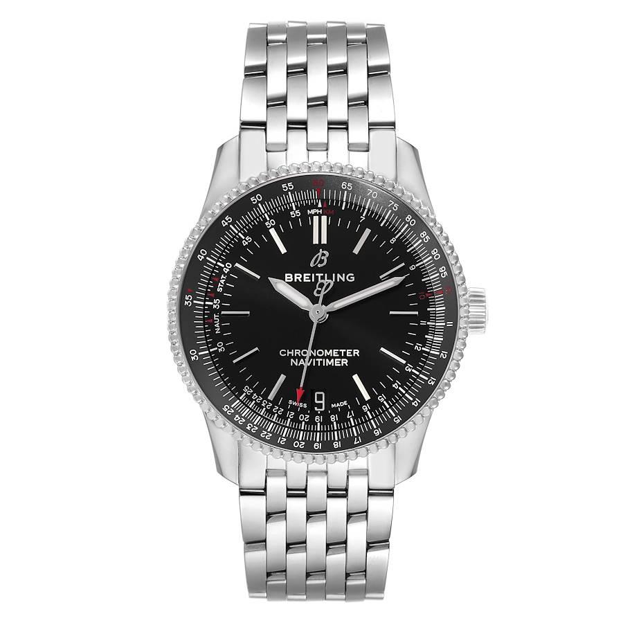 Breitling Navitimer Automatic 38 Black Dial Steel Mens Watch A17325 Box ...