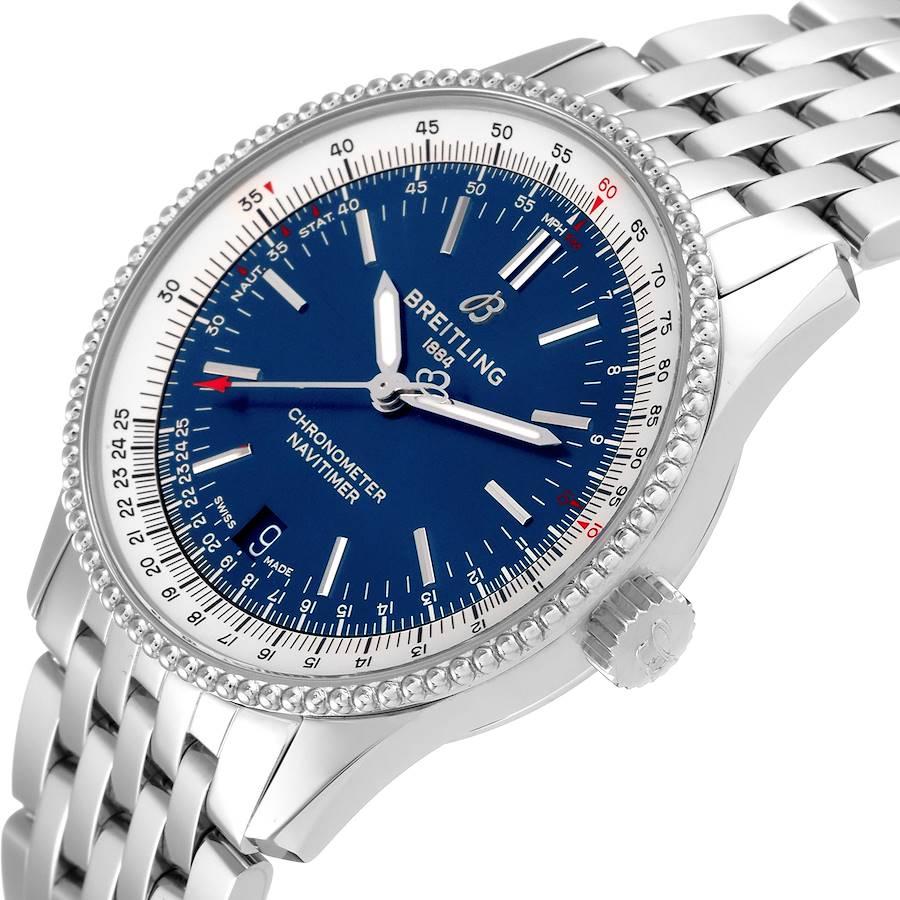 Breitling Navitimer Automatic 38 Blue Dial Steel Mens Watch A17325 Box ...