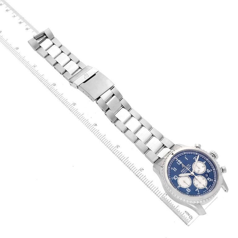Breitling Navitimer Aviator 8 B01 Blue Dial Steel Mens Watch AB0117 Box ...