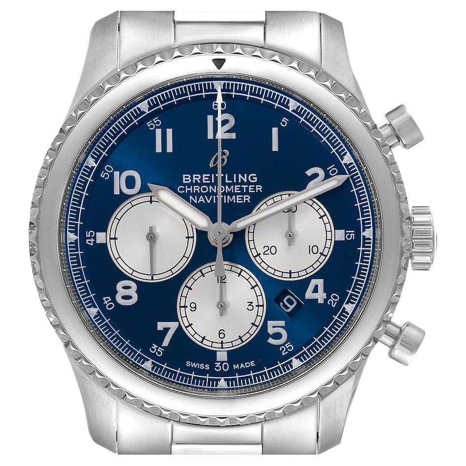 Breitling Navitimer Aviator 8 B01 Blue Dial Steel Mens Watch AB0117 Box ...