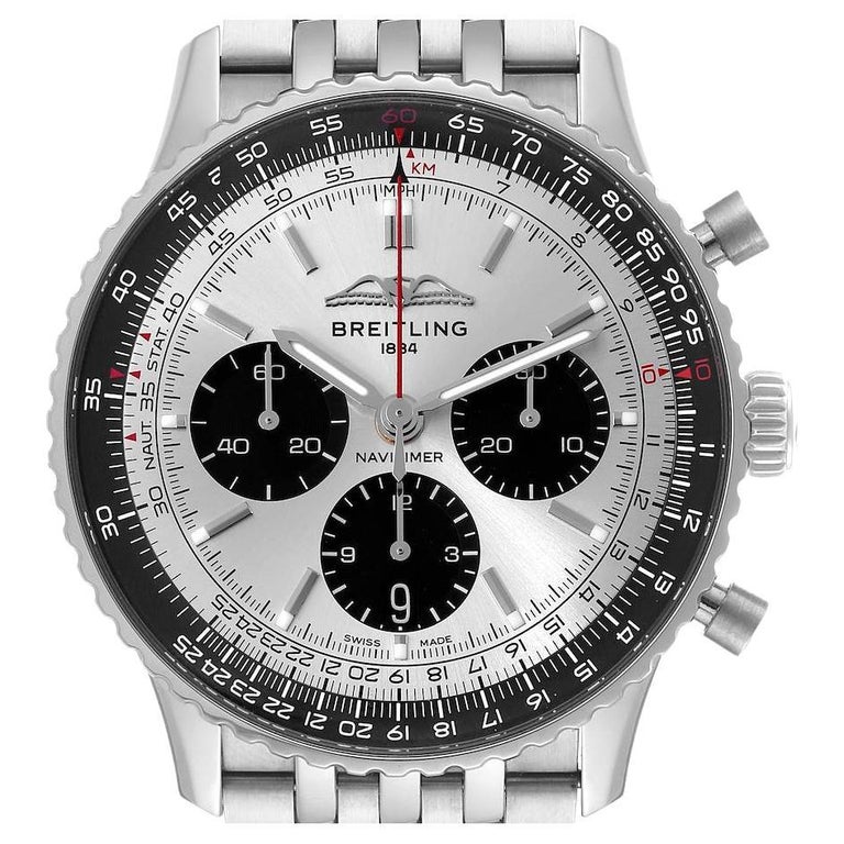 Breitling Navitimer B01 Silver Dial Steel Mens Watch AB0138 Box Card ...