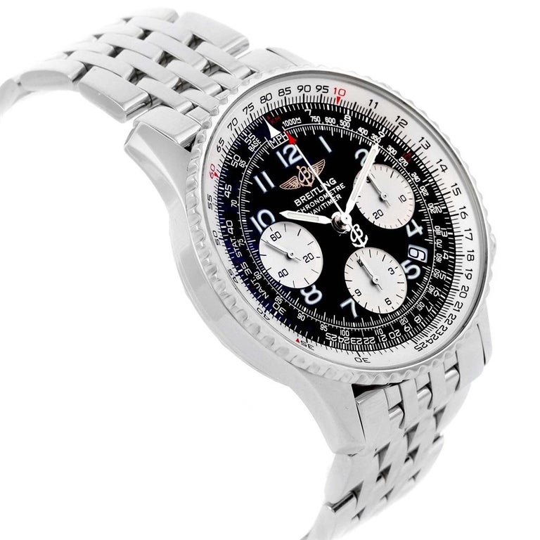 Breitling Navitimer Black Arabic Dial Steel Men's Watch A23322 Box ...
