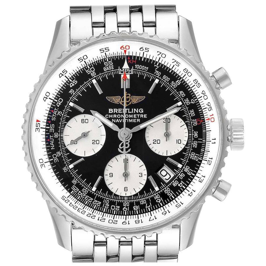 Breitling Navitimer Black Dial Chronograph Steel Men's Watch A23322 Box ...