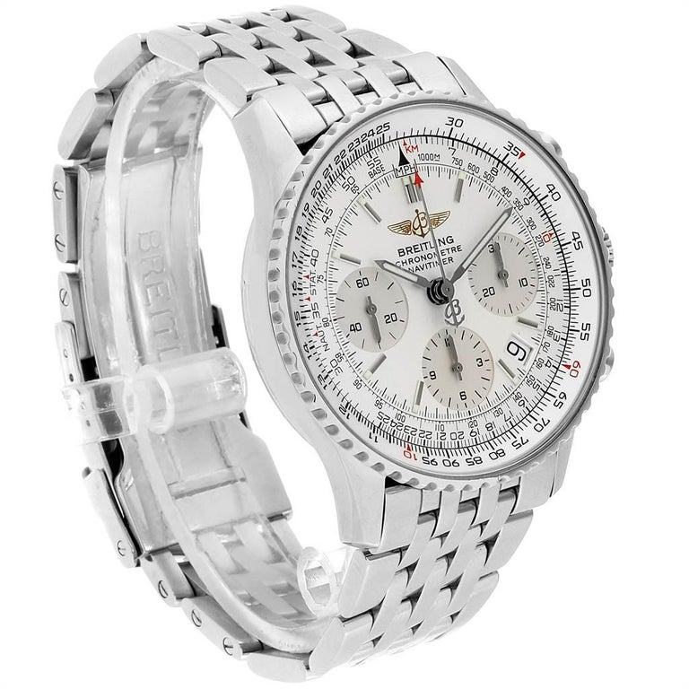 Breitling Navitimer Chronograph Silver Dial Steel Men's Watch A23322 ...