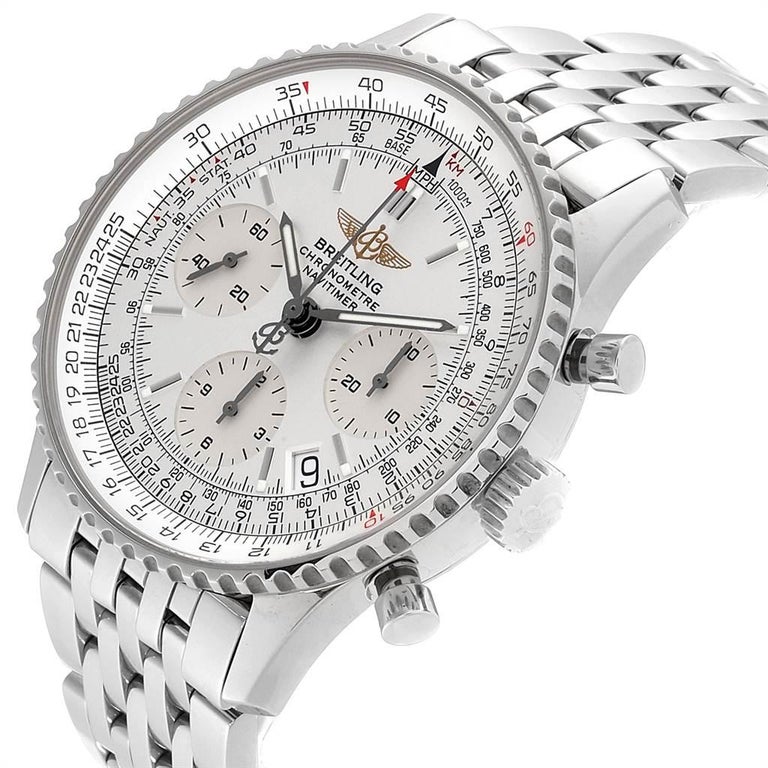 Breitling Navitimer Chronograph Silver Dial Steel Men's Watch A23322 ...