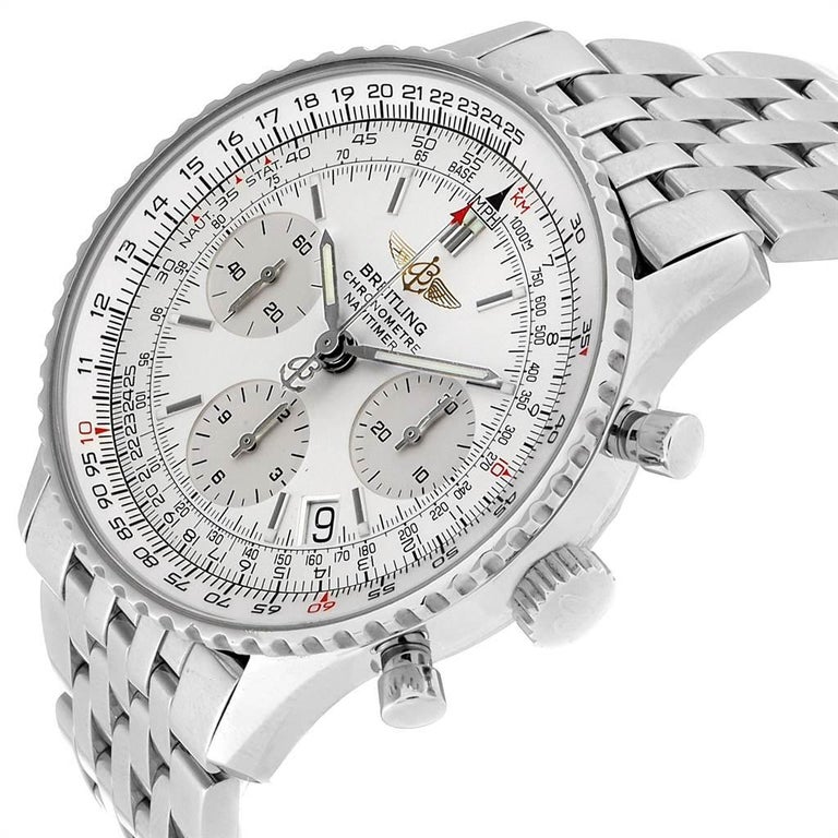 Breitling Navitimer Chronograph Silver Dial Steel Men's Watch A23322 ...