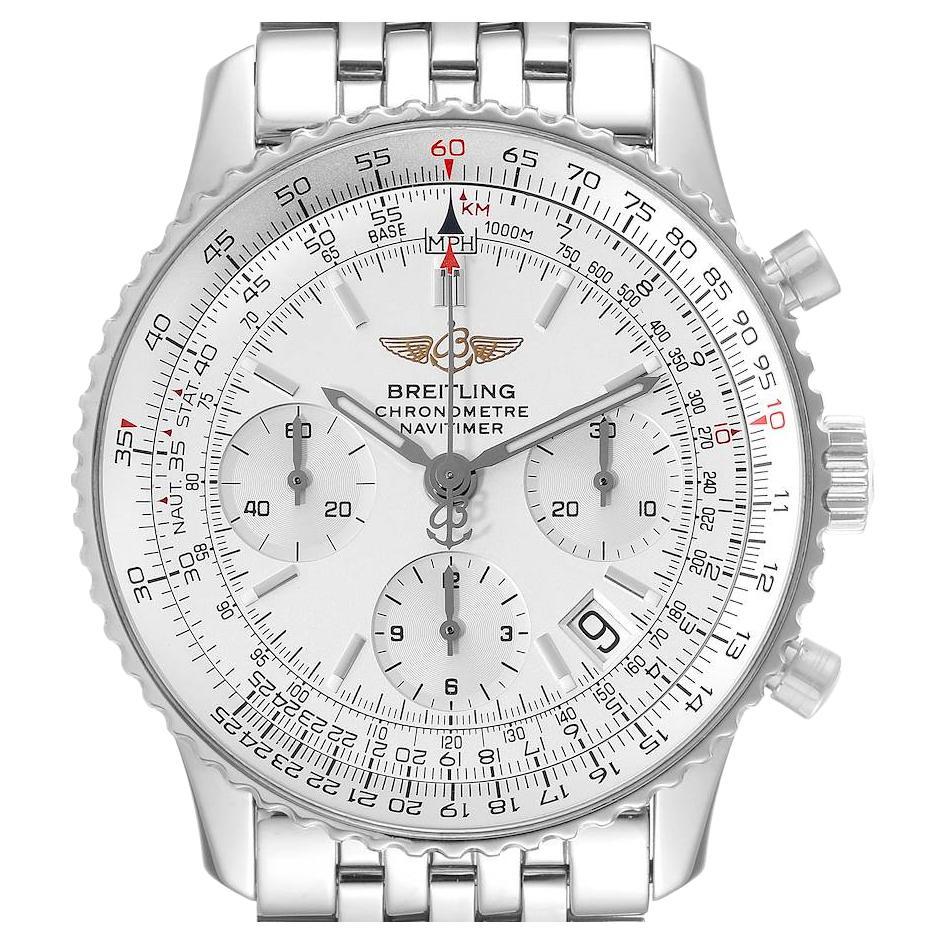 Breitling Navitimer Chronograph Silver Dial Steel Men's Watch A23322 ...